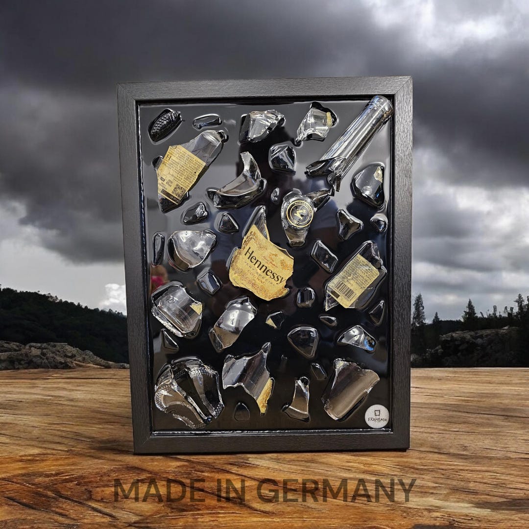 Hennessy Bottle Wall Art Handmade Upcycled Broken Glass Decoration, Bar ...
