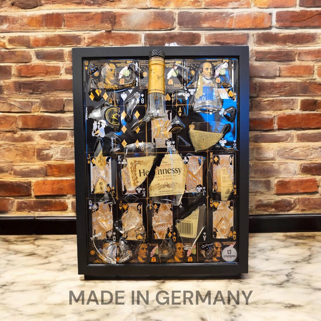 Epoxy Hennessy Broken Bottle Wall Art, Broken Bottle Art, Glass Wall ...