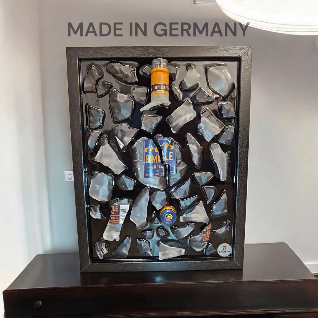 9 Mile Vodka Bottle Shard Resin Wall Art – Upcycled Bar Decor, Eco ...