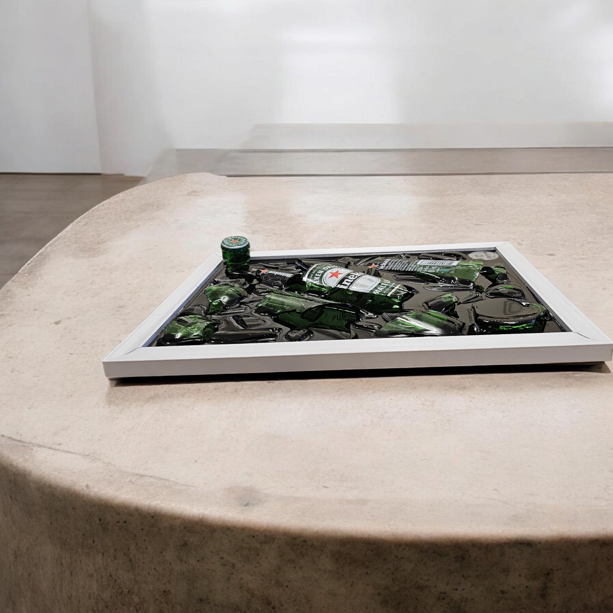 Heineken Bottle Frame Epoxy Wall Art, Decorative Broken Glass Wall Art ...