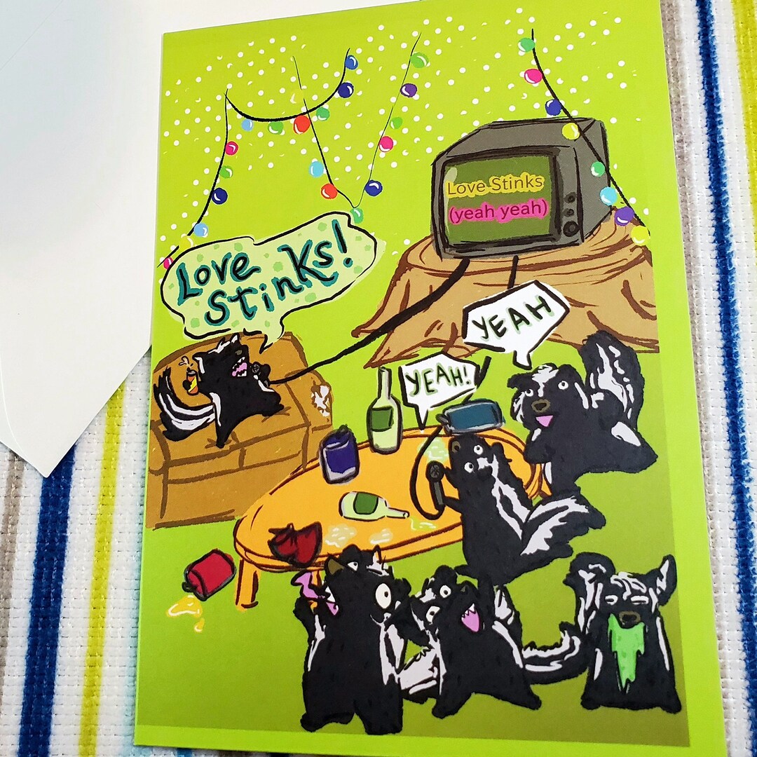 LOVE STINKS Drunk Skunk Karaoke Party: Greeting Card - Etsy
