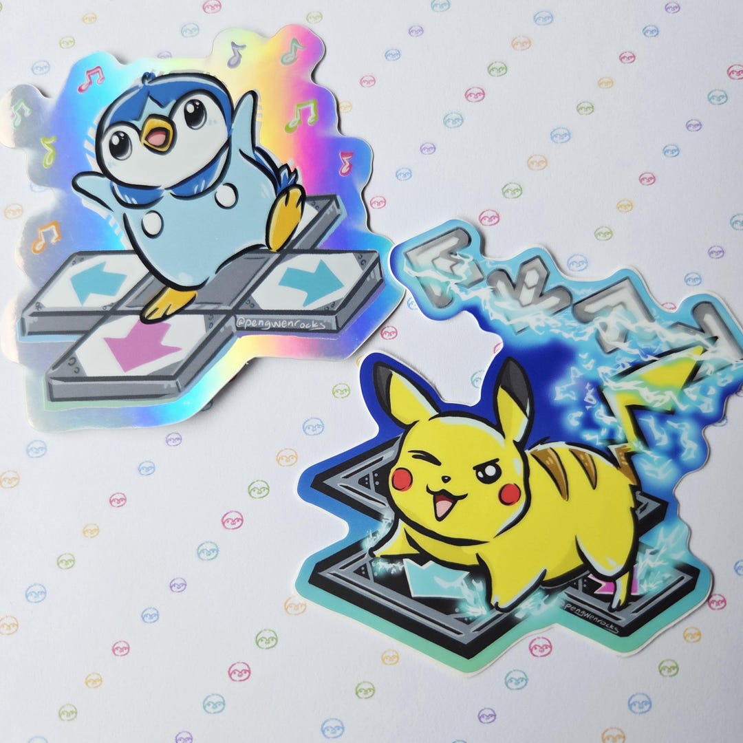 DDR Piplup & Pika Shock Stickers | Dance Dance Revolution - Etsy
