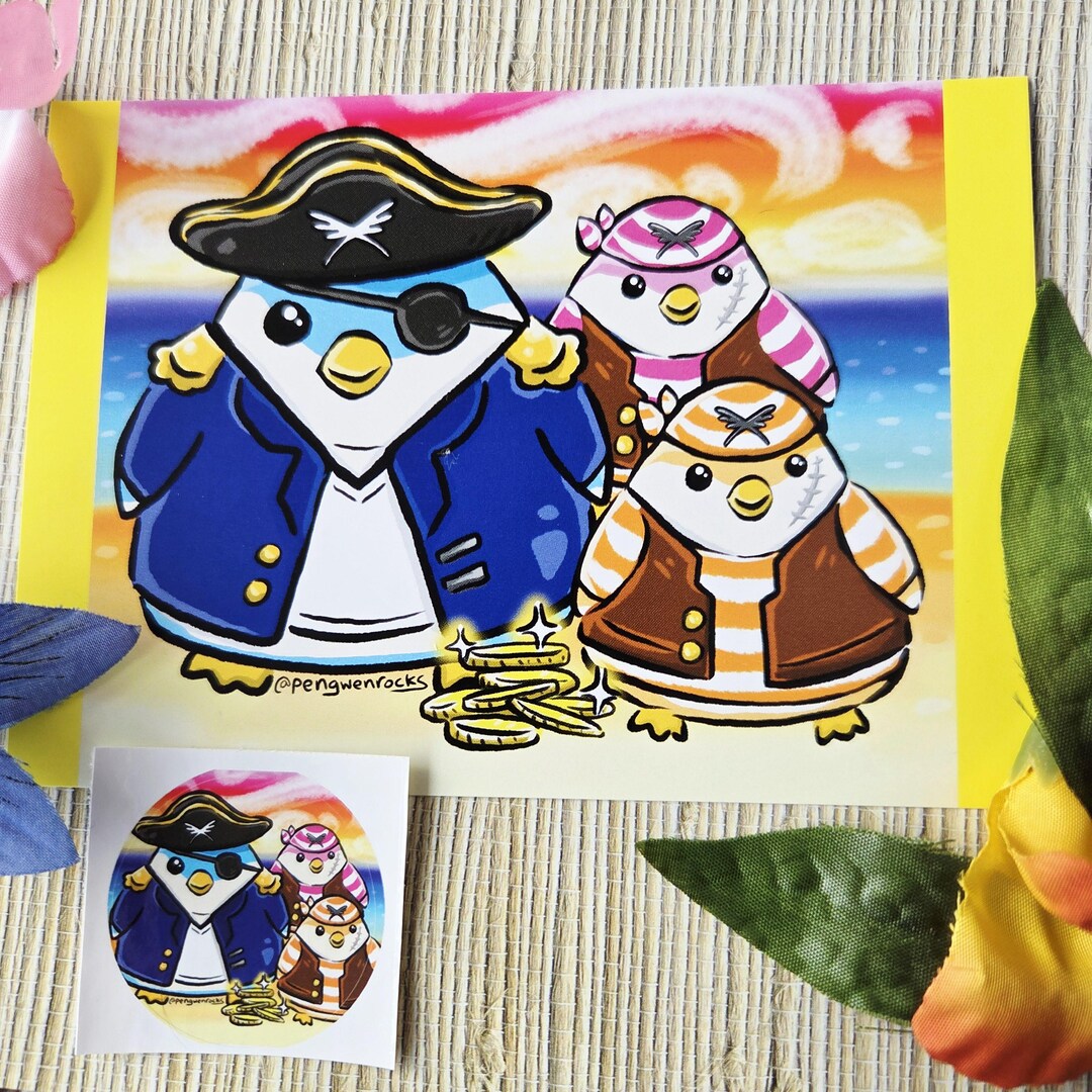 Yakuza Pirate Bunchan Crew 4"×6" Art Print & Mini Sticker - Etsy