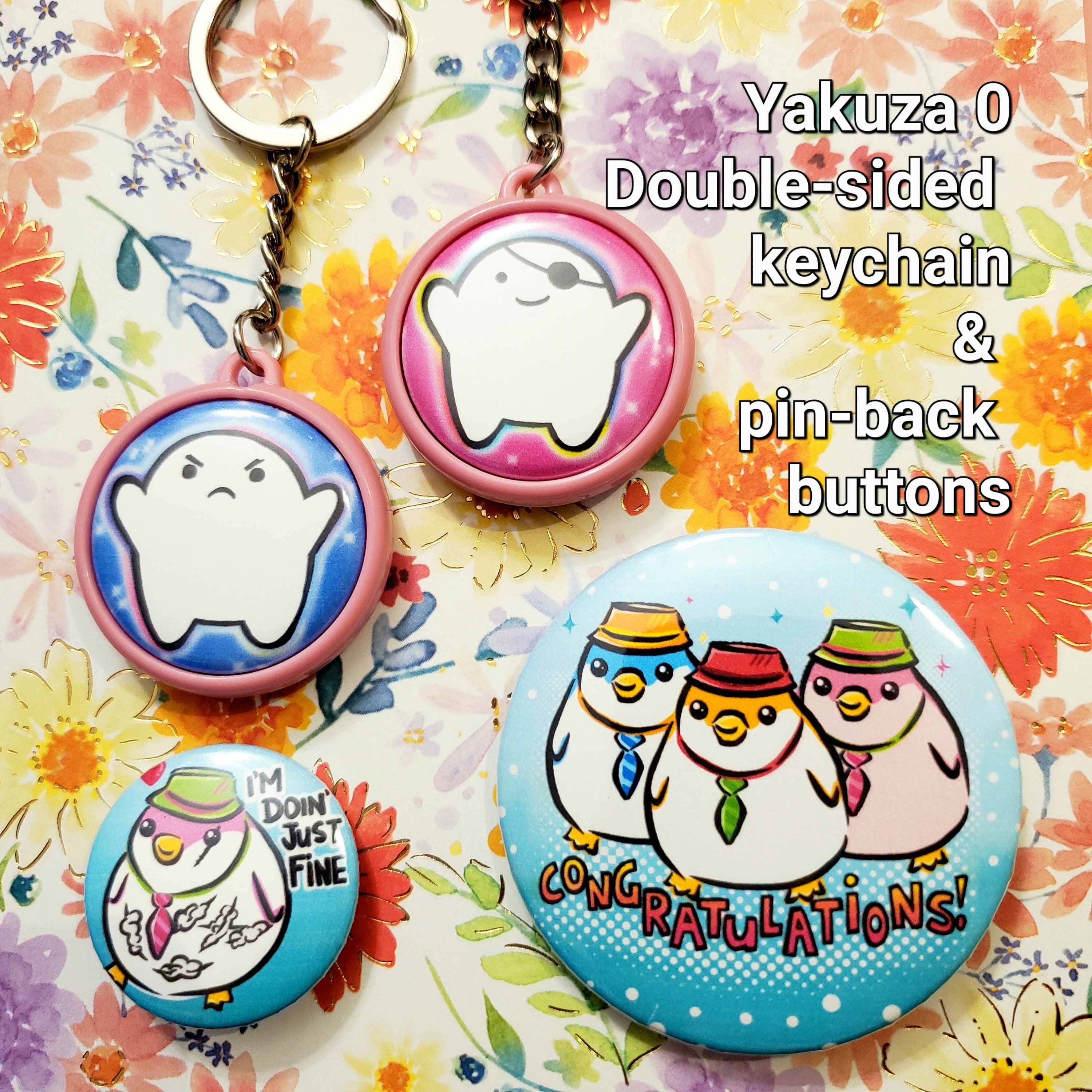 Yakuza 0 Loot Dance Avatar Double-sided Keychain Bunchan Congratulations Pin Bunchan doin' Just ...