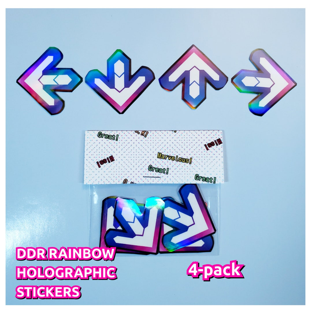 DDR Rainbow Holographic Stickers, 4-pack (dance Dance Revolution) - Etsy