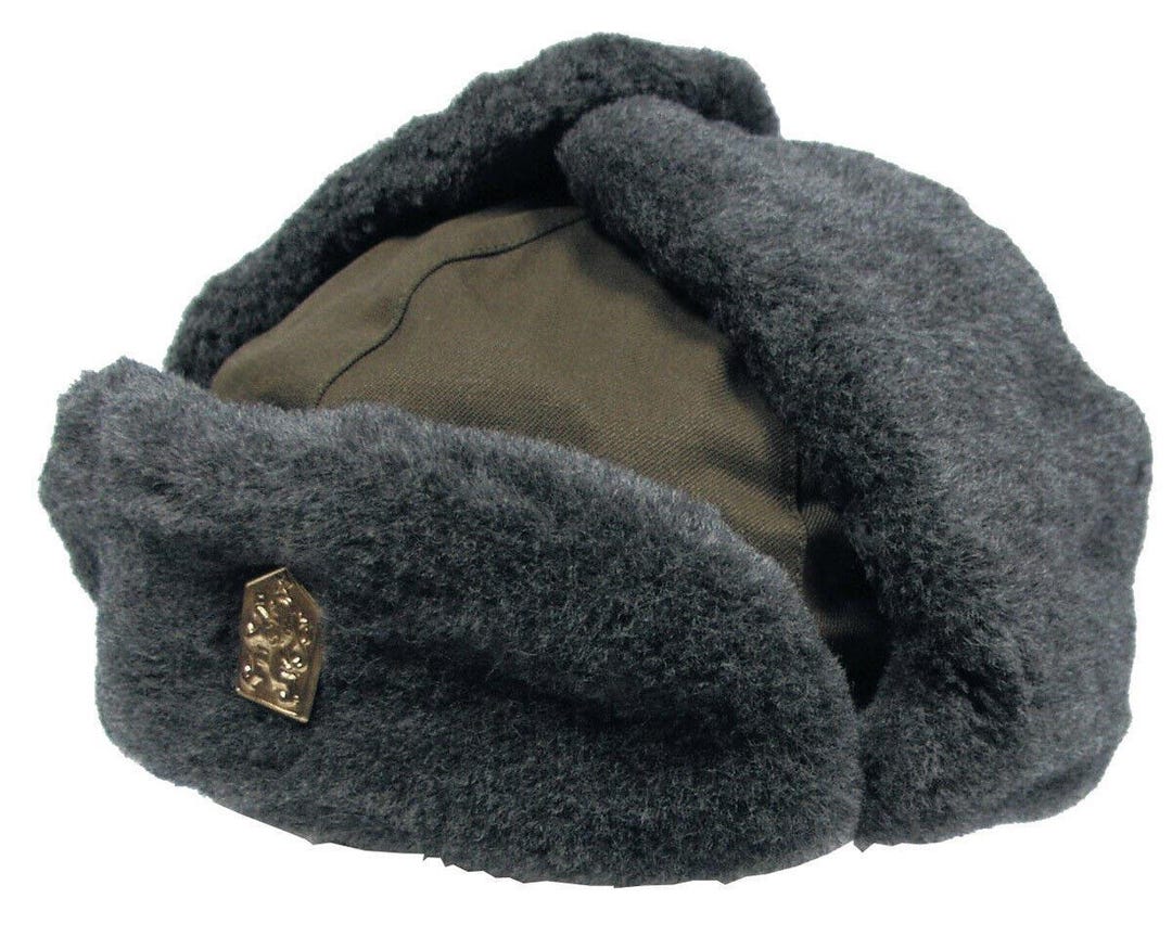 Original Czech Army Winter Cap Size 57 OD Green Military Vintage Warm ...