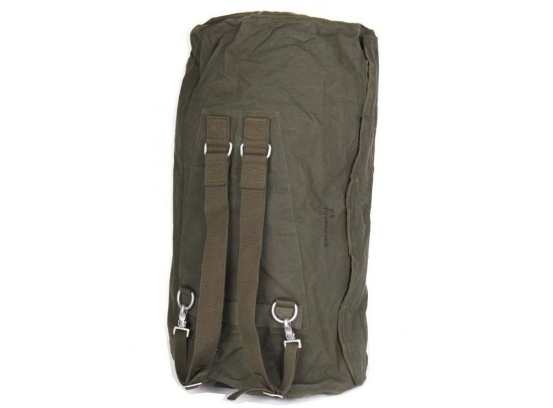 German Army Duffle Bag With Straps - Vintage Military Surplus Spacious ...