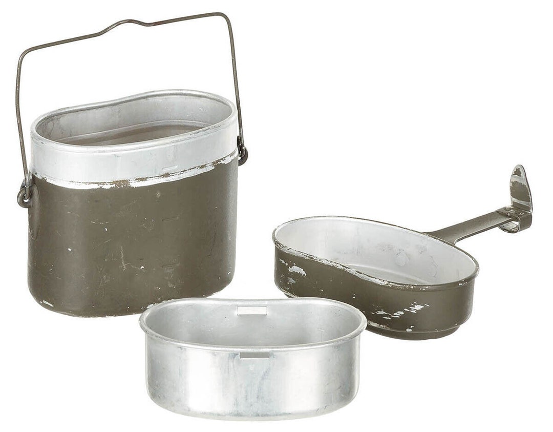 Original Austrian Army Military Mess Ki, Aluminium OD Green 3 Parts ...