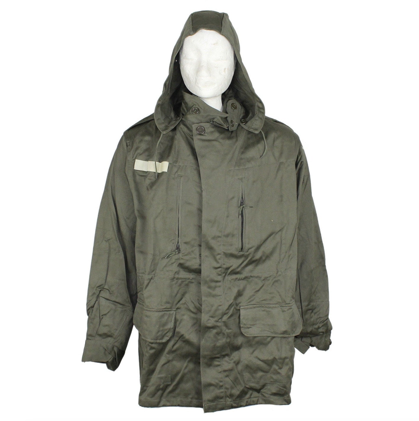 Original French Army Olive OD Jacket Fatigue Combat Military Hooded ...