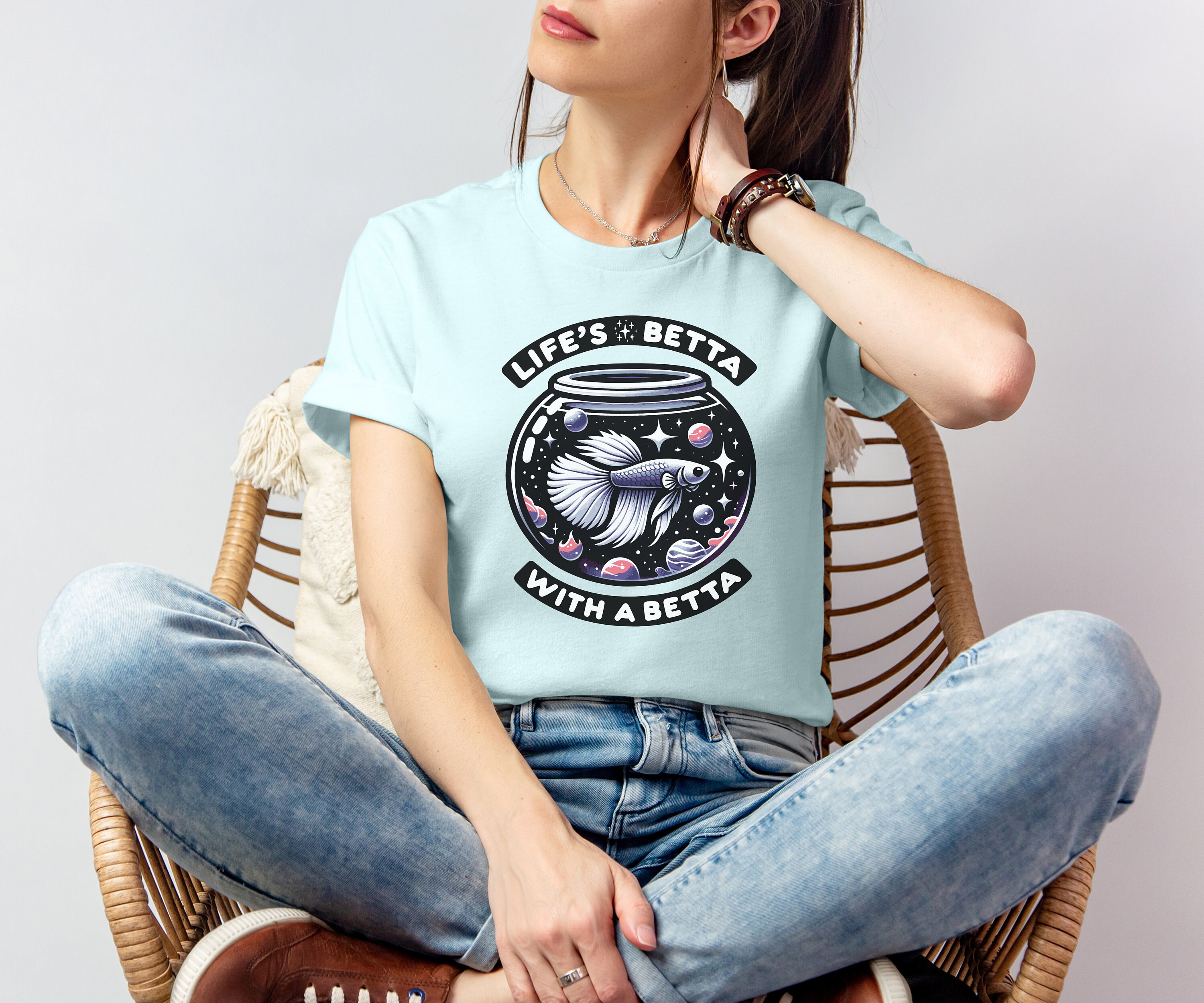 Cosmic Betta Fish T-shirt, Space-themed Aquarium Tee, Life's Betta With ...