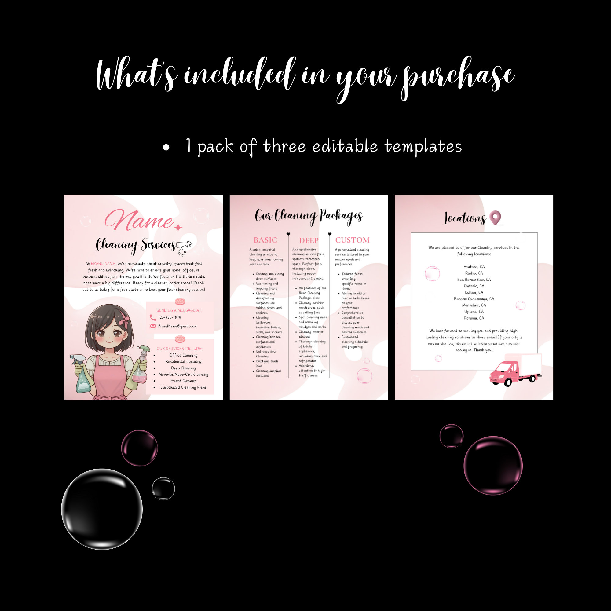 Cleaning Services Flyer, Adorable Pink Cleaning Services Flyer, Kawaii ...