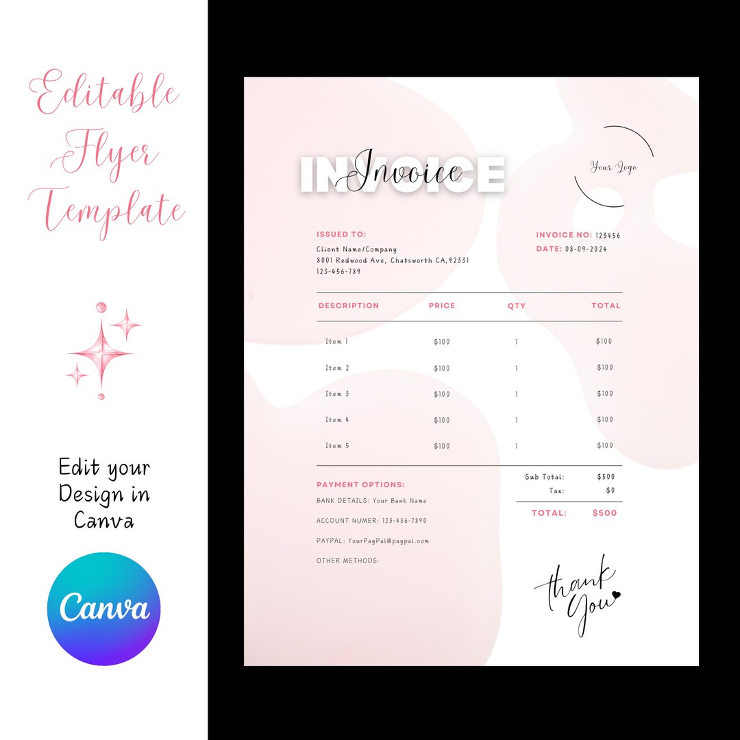 Invoice, Editable Invoice Template, Invoice Template for Small Business ...