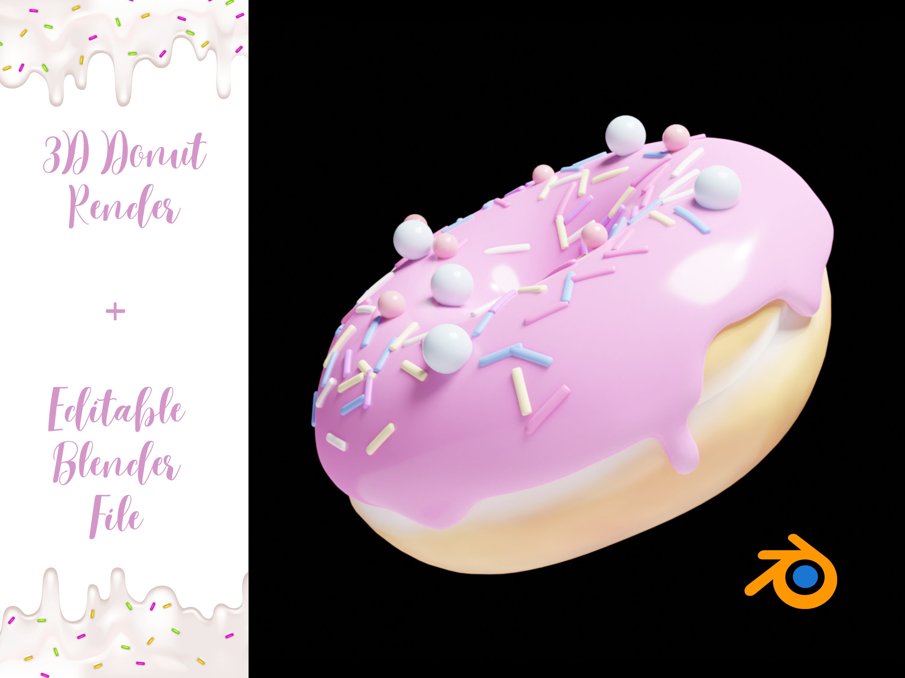 Realistic Donut 3D Model, Rendered PNG + Editable Blender (.blend) File ...