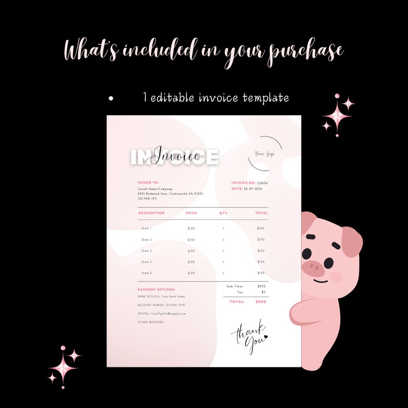 Invoice, Editable Invoice Template, Invoice Template for Small Business ...