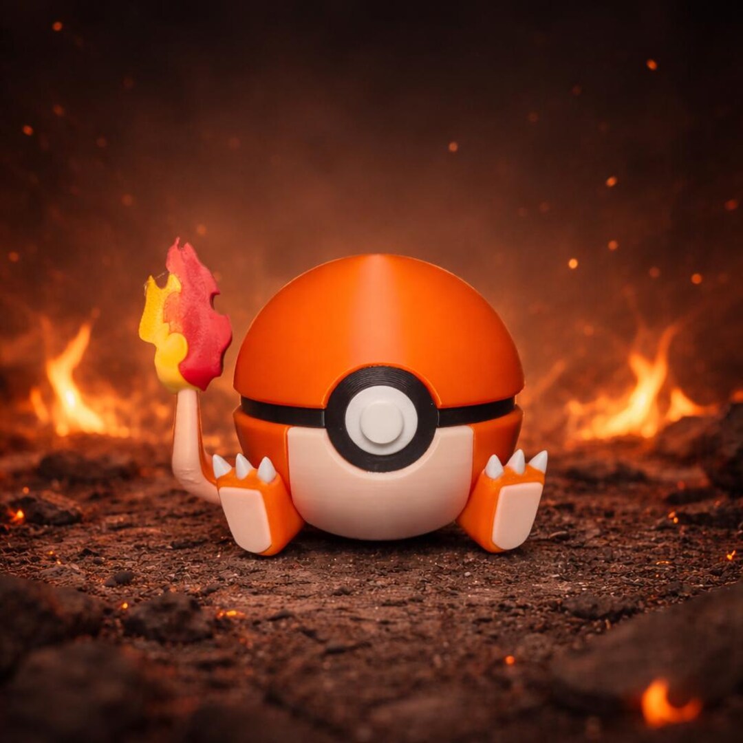 Charmander Pokéball | 3D Printed Pokémon Collectible Display | Starter ...
