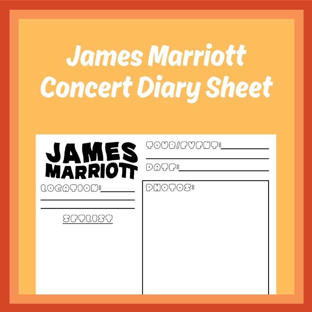 James Marriott Concert Diary Sheet - Download - Etsy