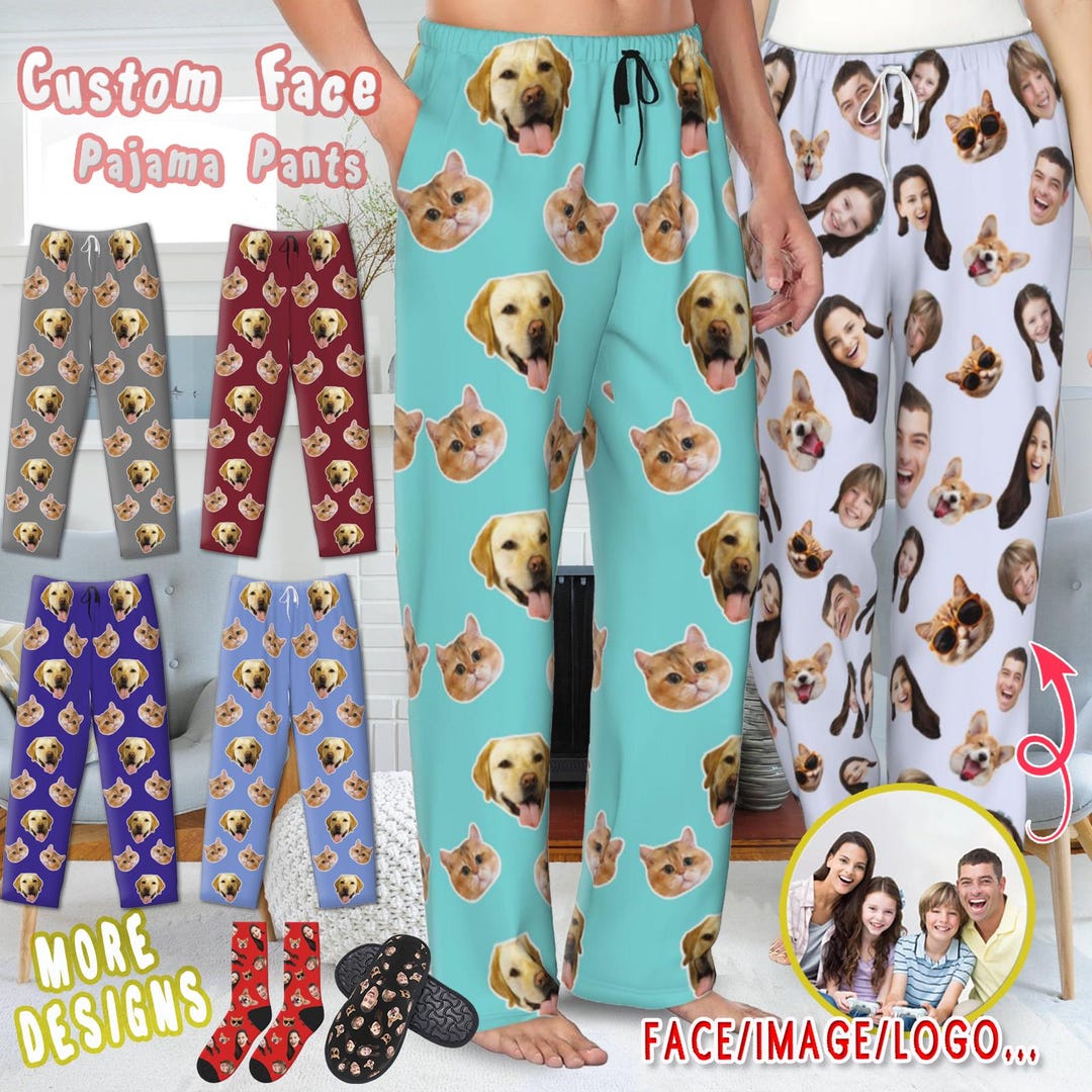 Custom Pajama Pants With Face Custom Photo Pajama Pants for Men Women ...