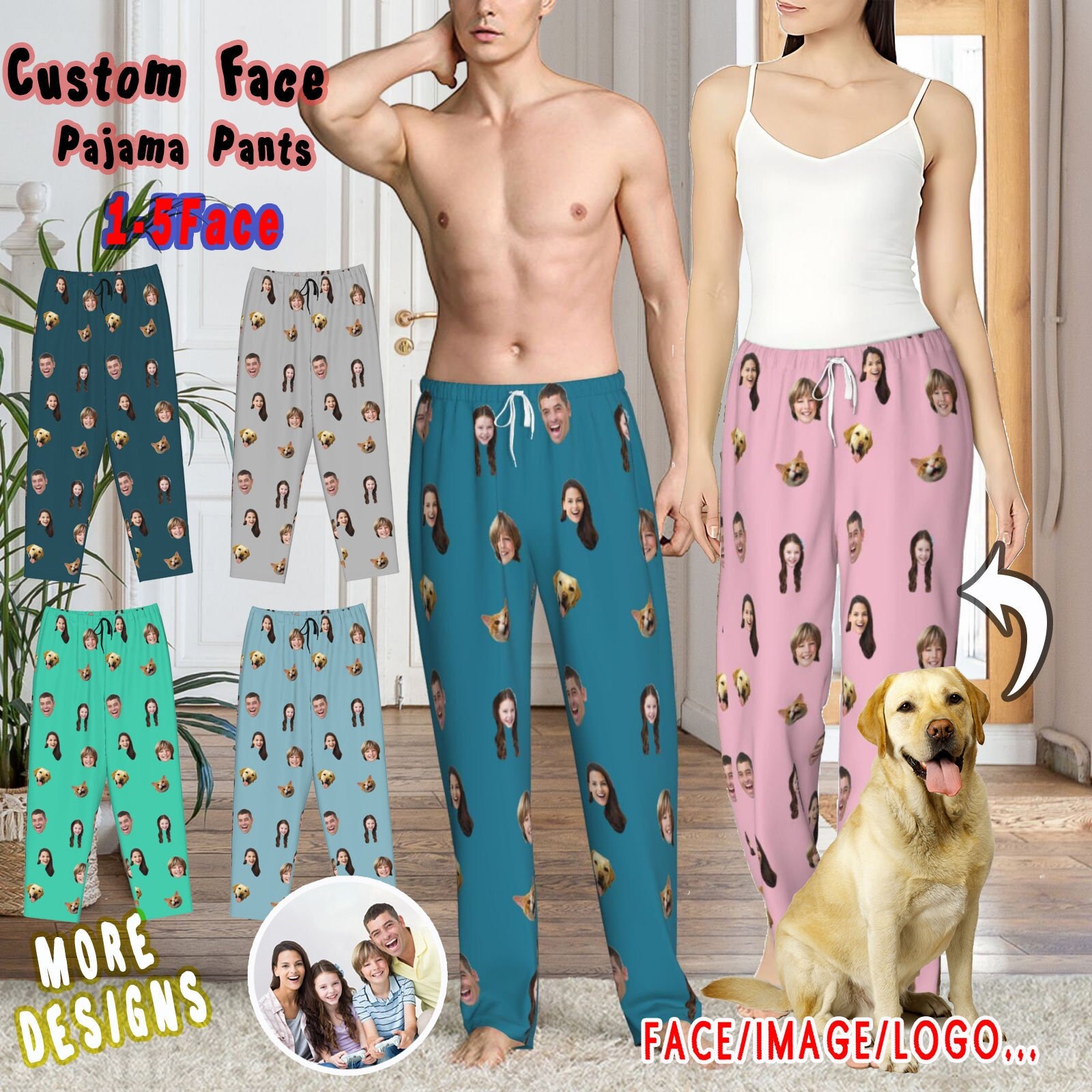 Custom Pajama Pants With Face Custom Pajama Pants for Men Women Custom ...