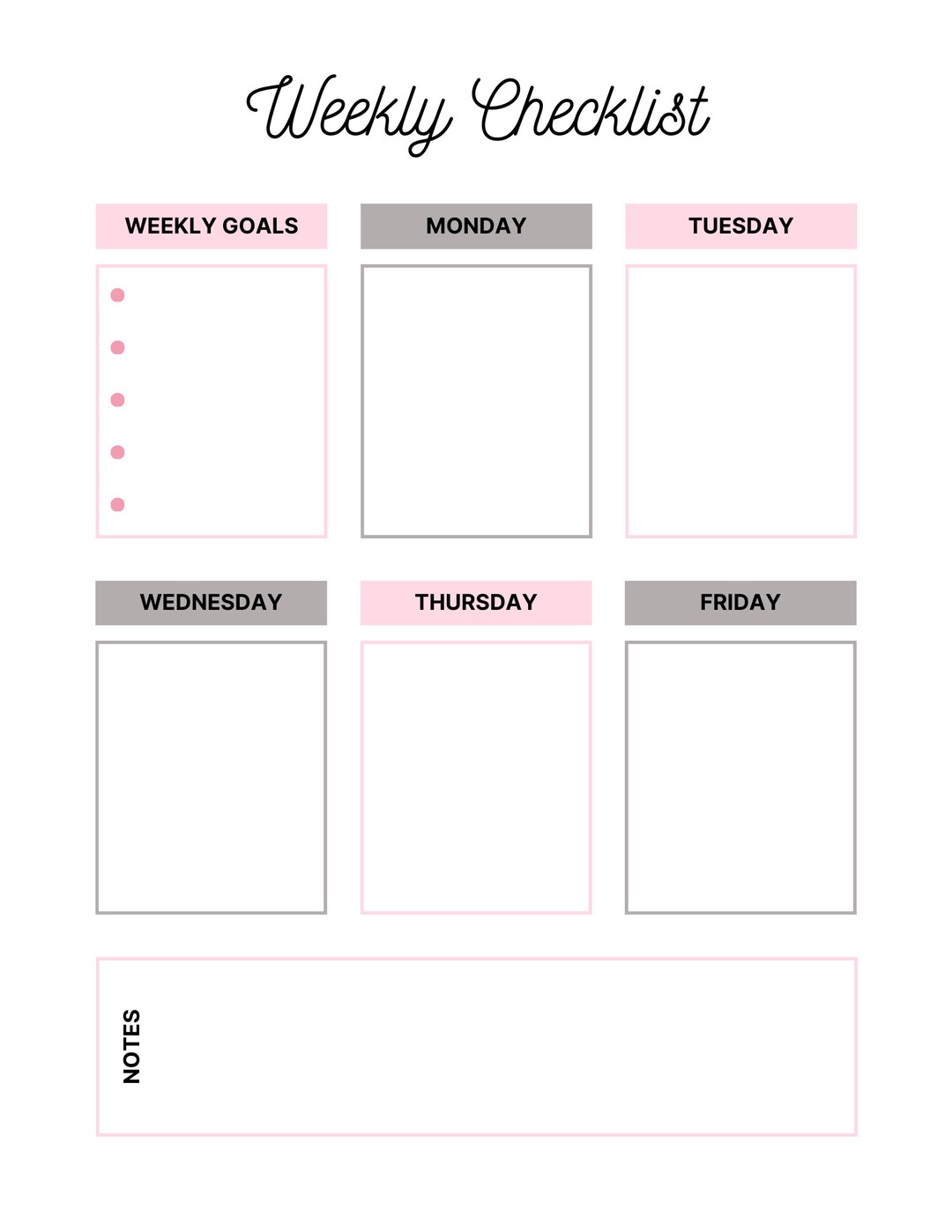 Weekly Checklist - Can Be Used for Any Career. - Etsy