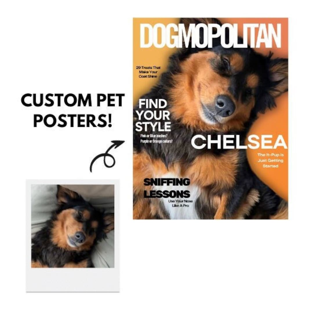 Custom Pet Magazine Cover | Personalized Dog Print | Personalized Cat ...