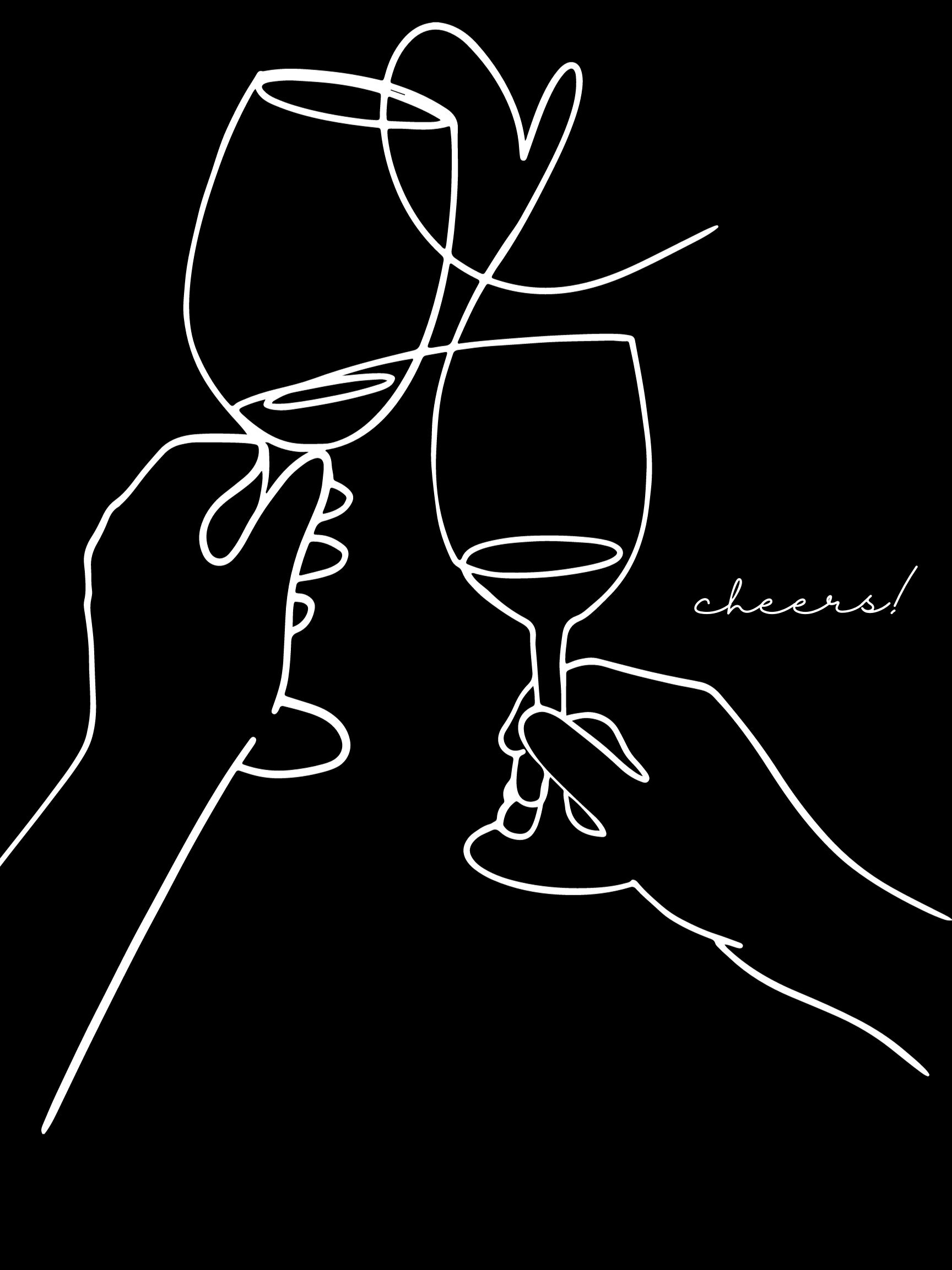 Cheers Line Art Drawing, Digital Download, Poster, Wall Art - Etsy