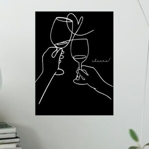 Cheers Line Art Drawing, Digital Download, Poster, Wall Art - Etsy