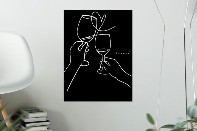 Cheers Line Art Drawing, Digital Download, Poster, Wall Art - Etsy
