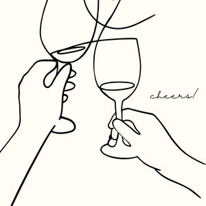 Cheers Line Art Drawing, Digital Download, Poster, Wall Art - Etsy