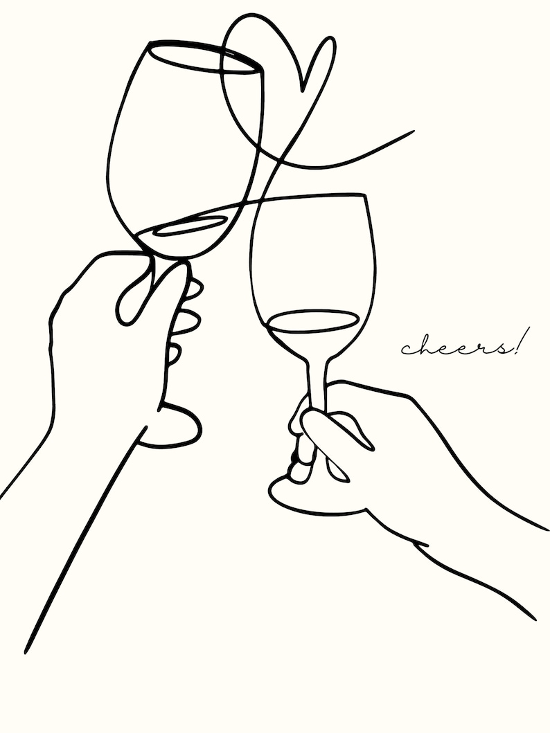 Cheers Line Art Drawing, Digital Download, Poster, Wall Art - Etsy