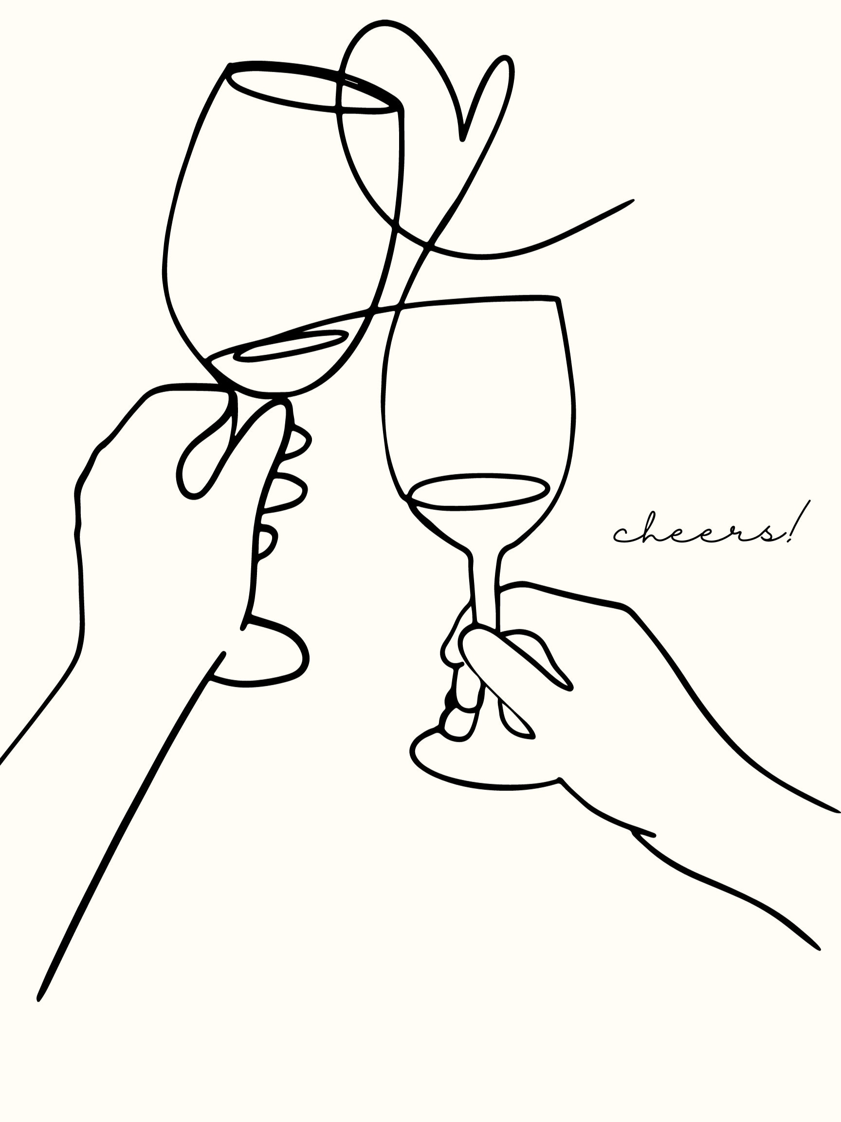 Cheers Line Art Drawing, Digital Download, Poster, Wall Art - Etsy