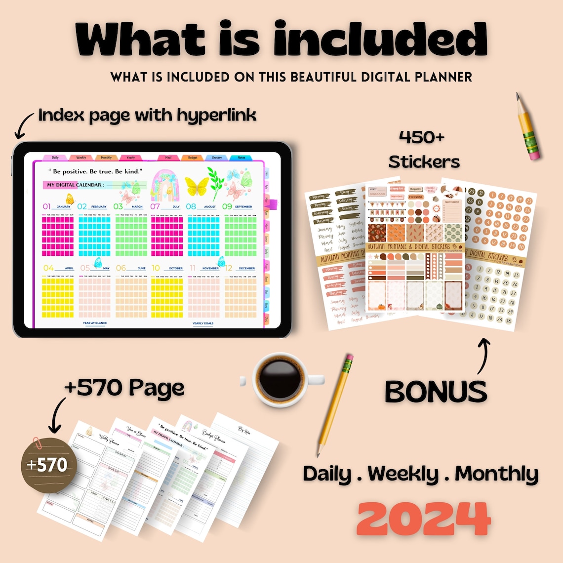THAT GIRL 2024 Digital Planner | Daily, Weekly, Monthly Goodnotes iPad ...