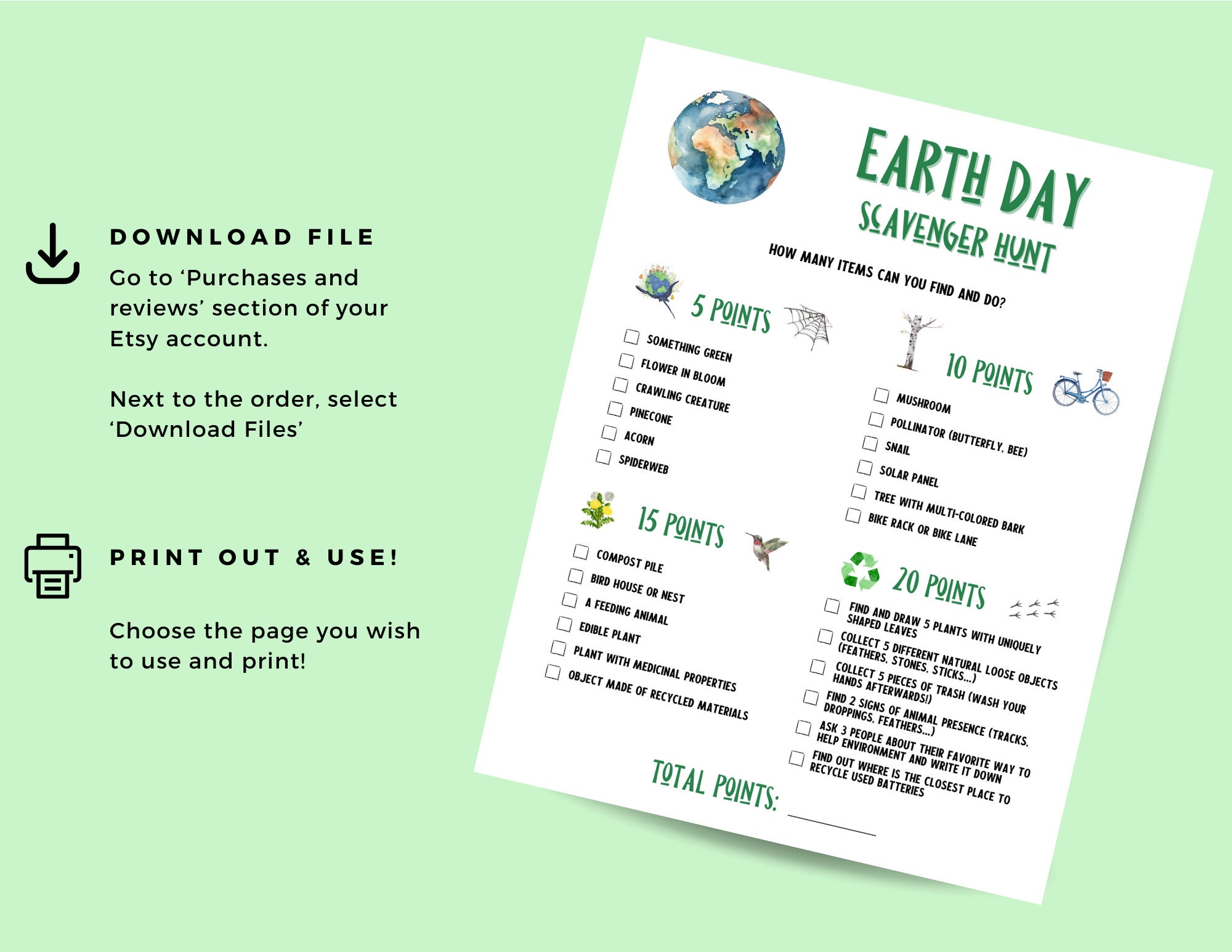 Earth Day Scavenger Hunt, Printable Outdoor Scavenger Hunt, Spring ...