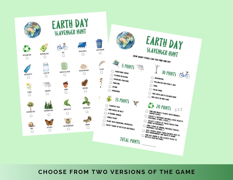 Earth Day Scavenger Hunt, Printable Outdoor Scavenger Hunt, Spring ...