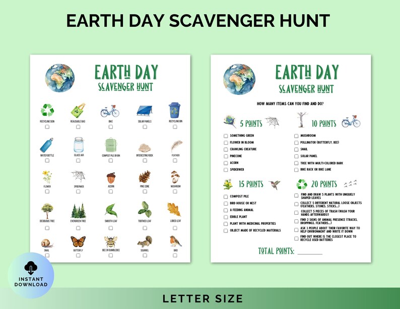 Earth Day Scavenger Hunt, Printable Outdoor Scavenger Hunt, Spring ...