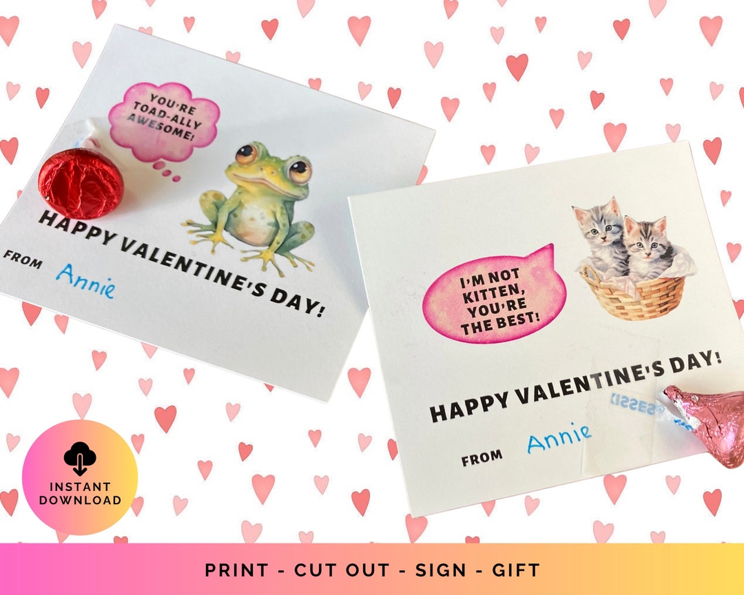 Animal Puns Valentine Cards for Kids, Printable Cute Punny Classroom ...