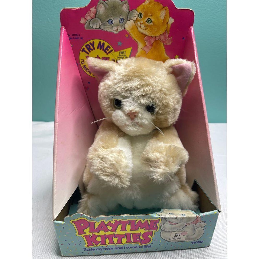 Vintage 90S 1994 Tyco Plush Kitty Playtime Pals - Adorable Soft Stuffed ...
