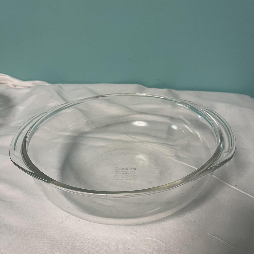 Vintage Pyrex 221 Round Clear Glass Baking Pie Pan With Handles 8-1/2 ...