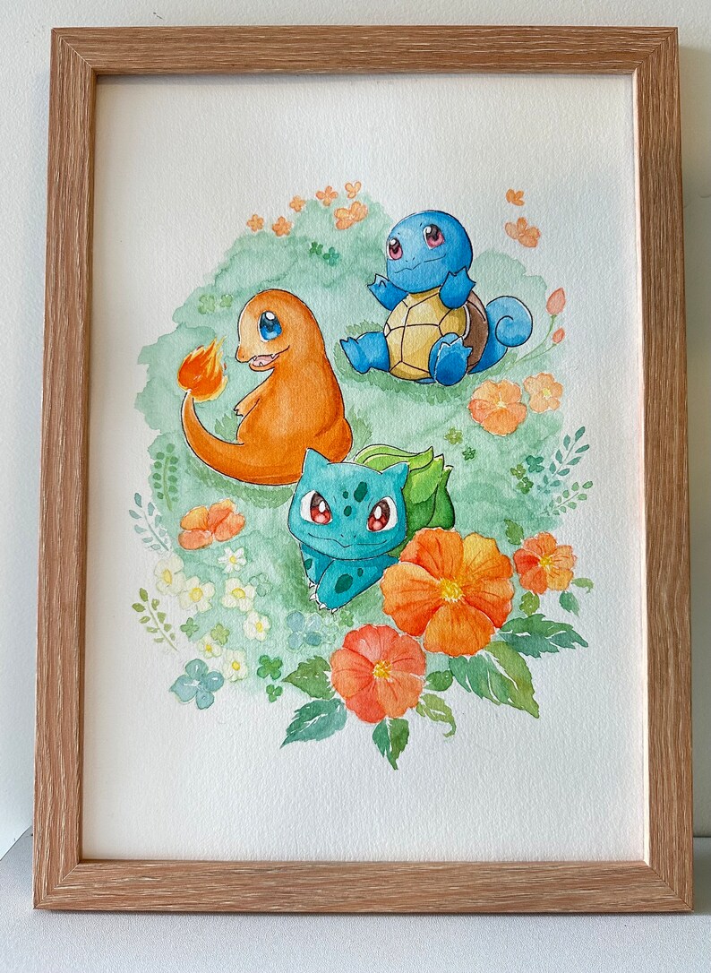 Pokemon Charmander Squirtle Bulbasaur Ink Wash Watercolor Fan Artwork ...