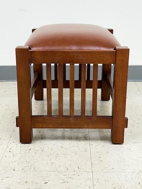 Mission Spindle Foot Stool Solid Oak and Leather - Etsy