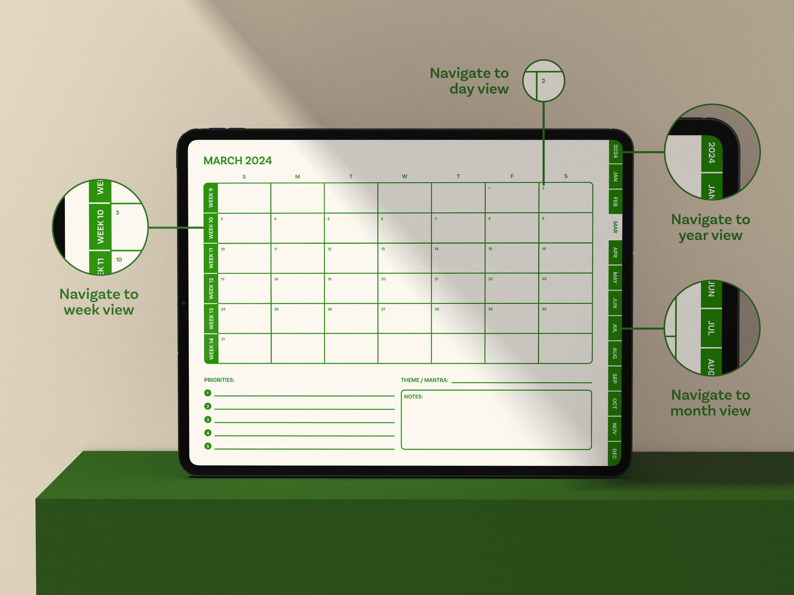 2024 Digital Planner Goodnotes, Notability, iPad Monthly, Weekly, Daily ...