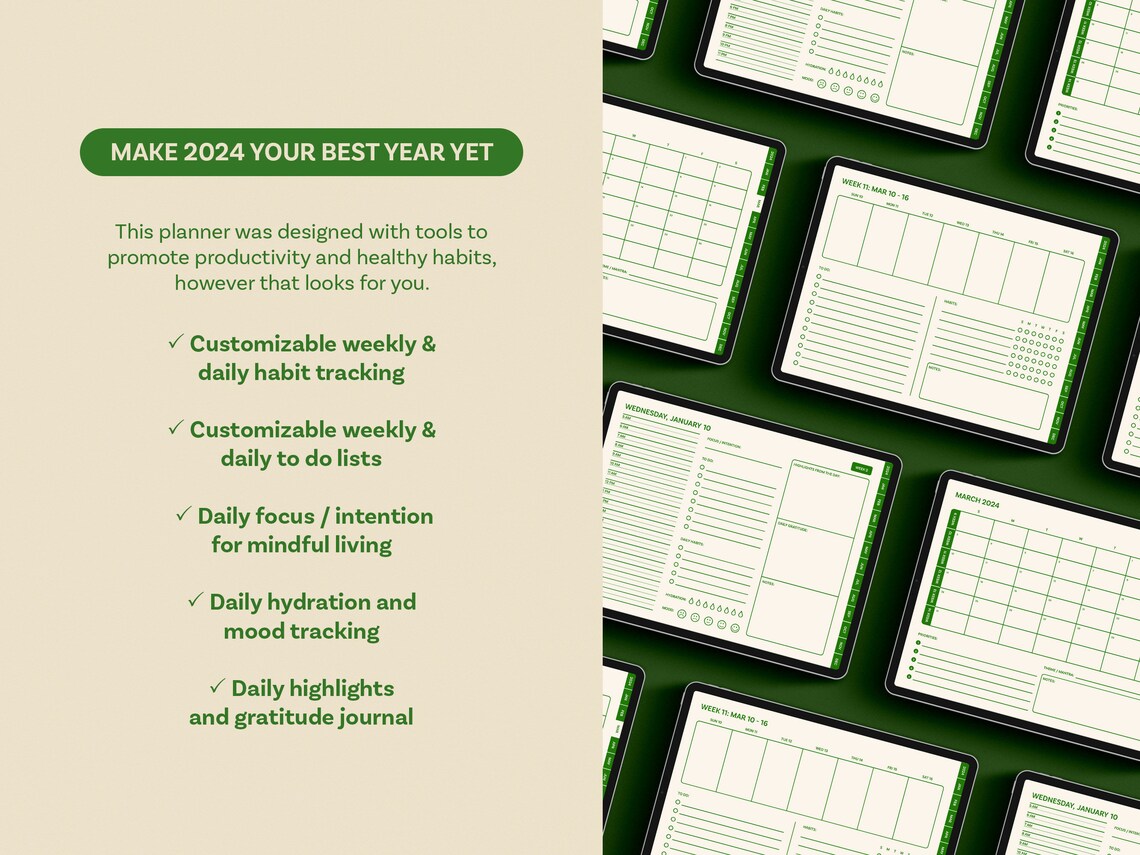 2024 Digital Planner Goodnotes, Notability, iPad Monthly, Weekly, Daily ...