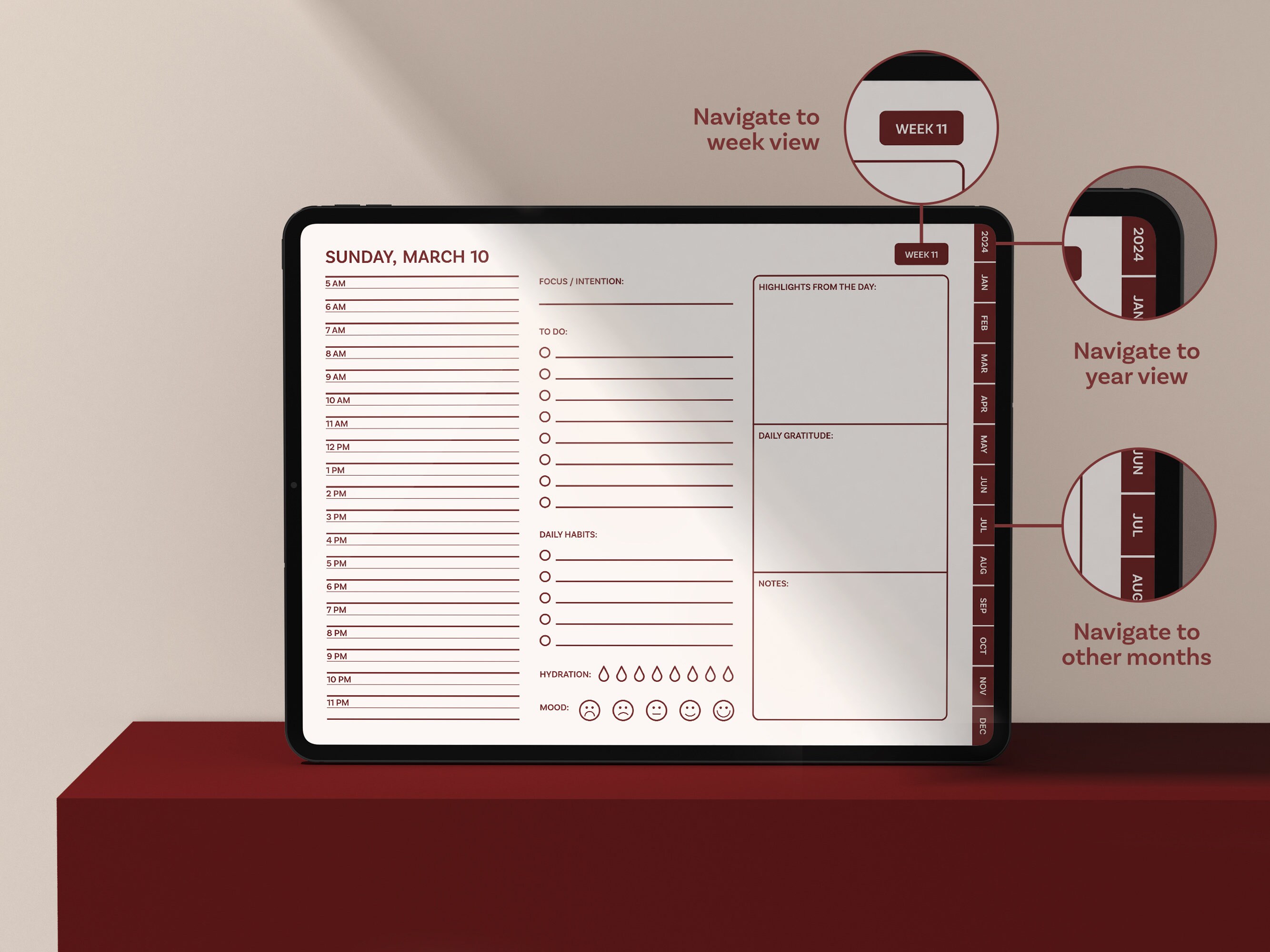 2024 Digital Planner Goodnotes, Notability, iPad Monthly, Weekly, Daily ...