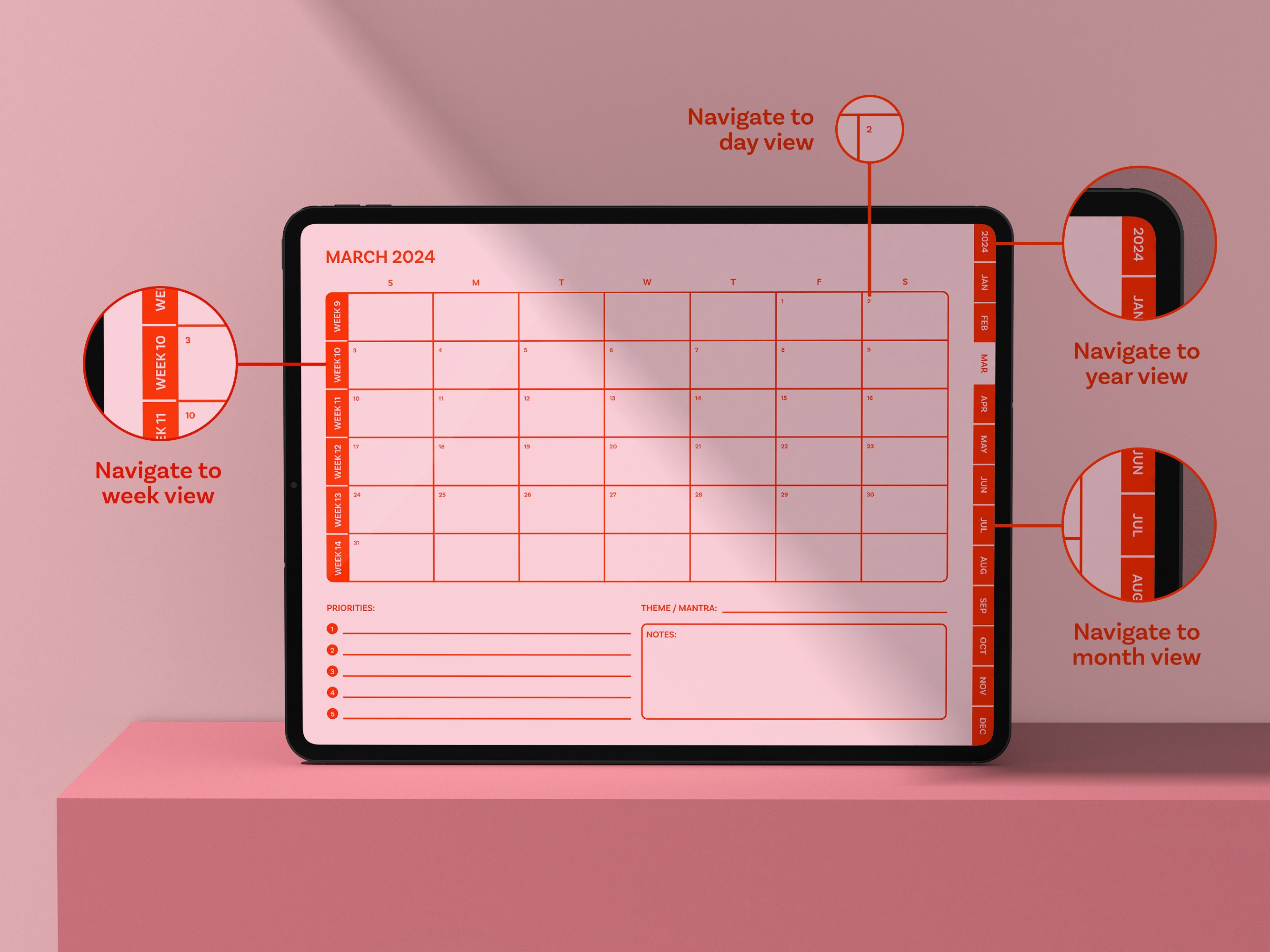 2024 Digital Planner Goodnotes, Notability, iPad Monthly, Weekly, Daily ...