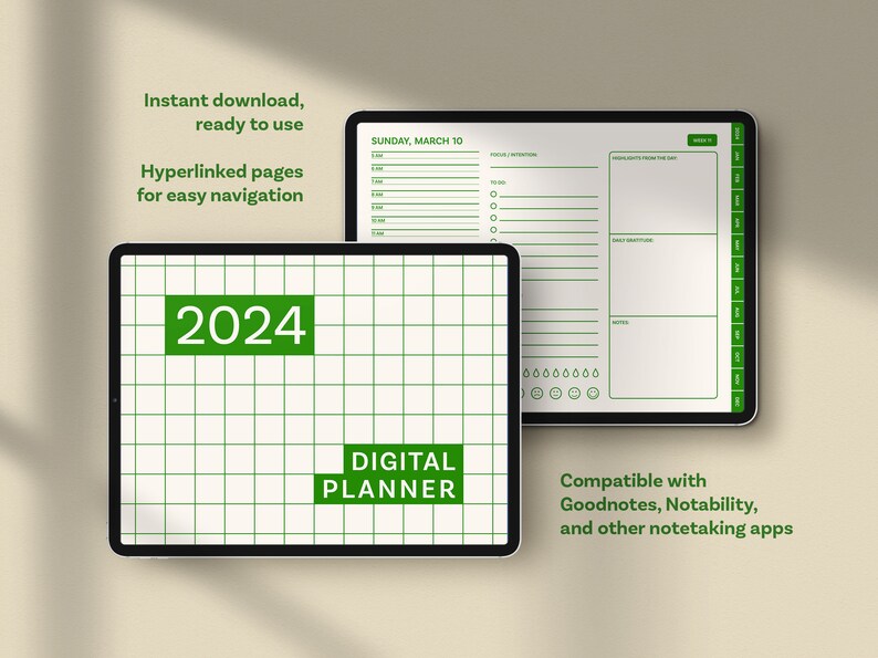 2024 Digital Planner Goodnotes, Notability, iPad Monthly, Weekly, Daily ...