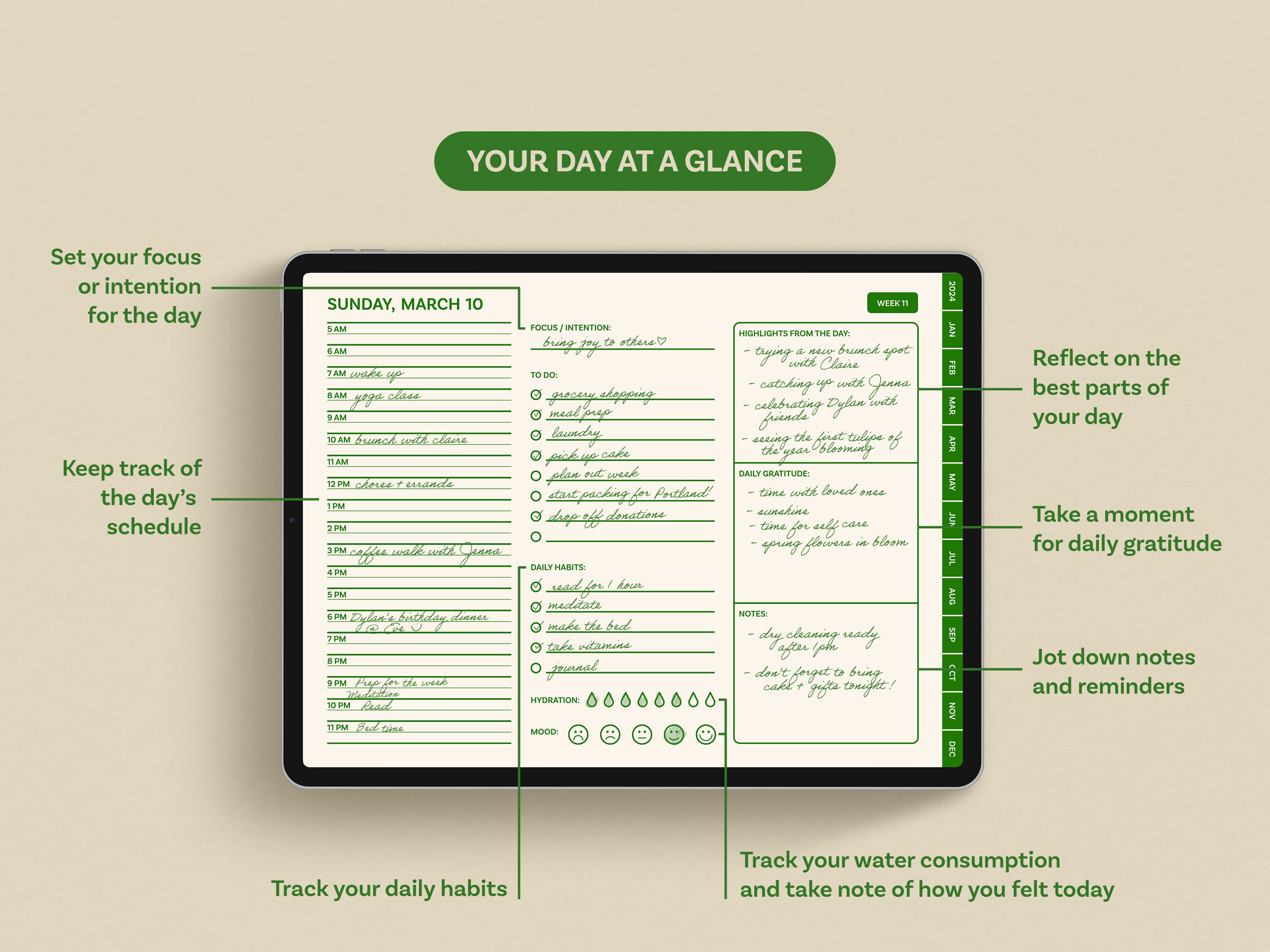 2024 Digital Planner Goodnotes, Notability, iPad Monthly, Weekly, Daily ...