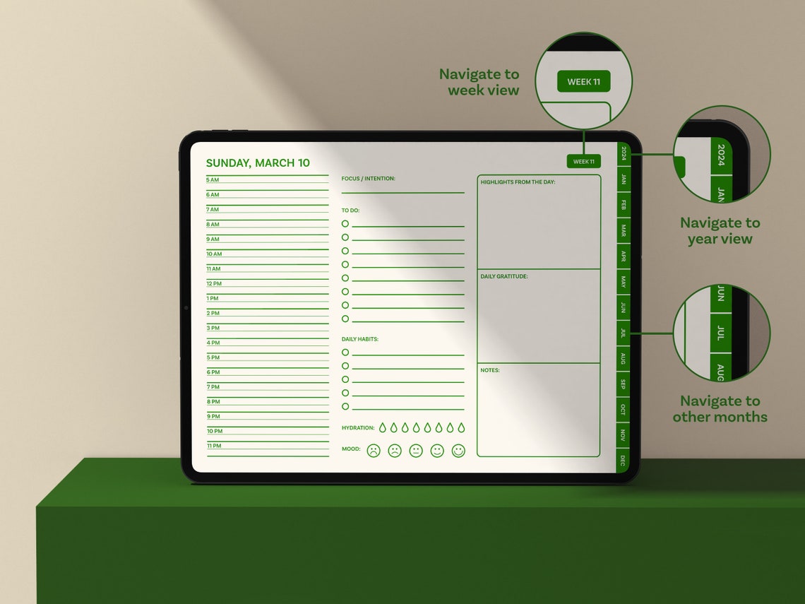 2024 Digital Planner Goodnotes, Notability, iPad Monthly, Weekly, Daily ...