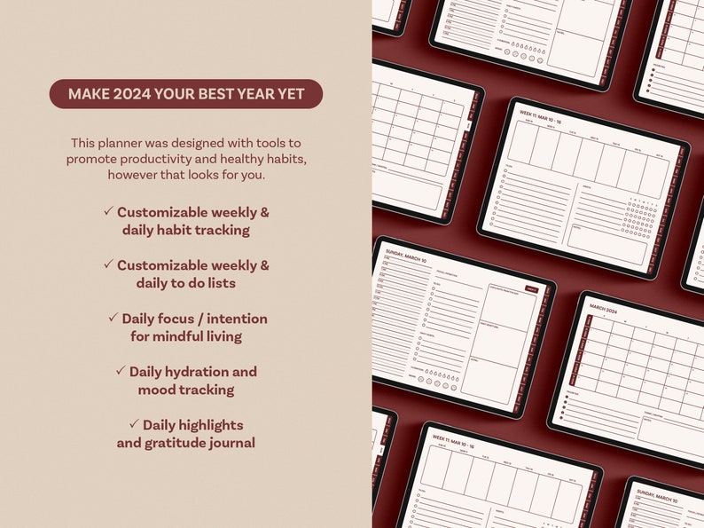 2024 Digital Planner Goodnotes, Notability, iPad Monthly, Weekly, Daily ...