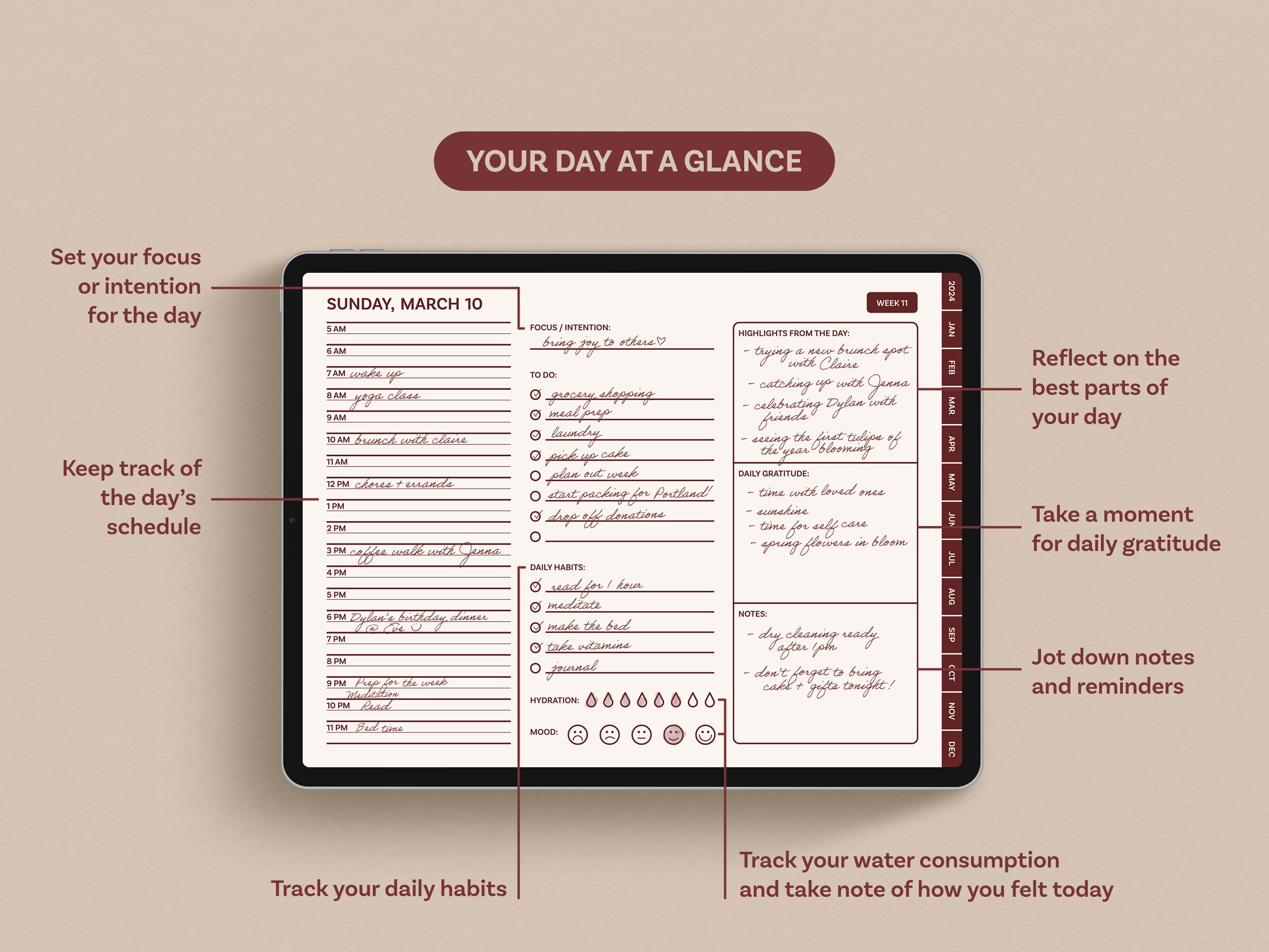 2024 Digital Planner Goodnotes, Notability, iPad Monthly, Weekly, Daily ...