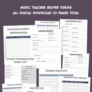 Printable Music Teacher Progress Reports | Music Practice Log| Music ...