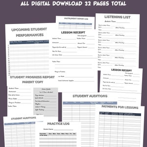 Printable Music Teacher Progress Reports | Music Practice Log| Music ...